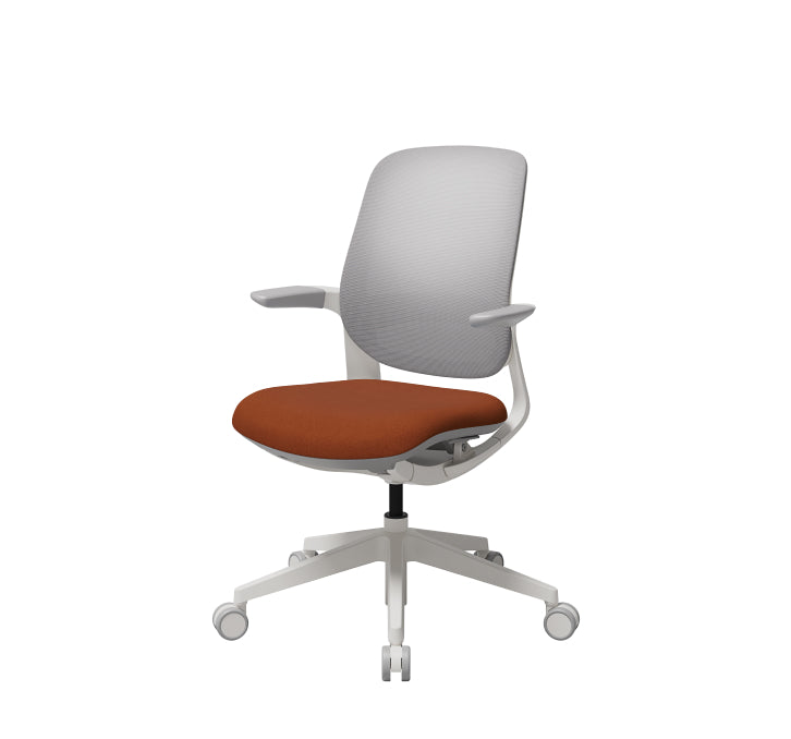 T25 Small Ergonomic Office Chair White Mesh Back Orange Seat